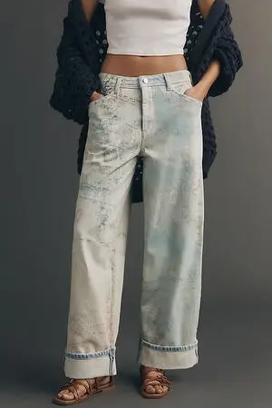 PILCRO High-rise Slouch Wide-leg Map Pattern Jeans