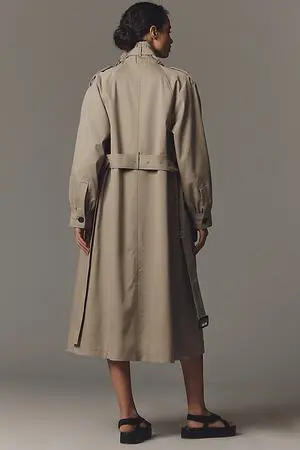 Avec Les Filles Funnel-neck Mid-length Trench Coat Jacket