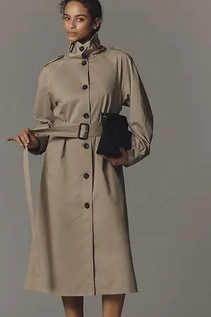 Avec Les Filles Funnel-neck Mid-length Trench Coat Jacket