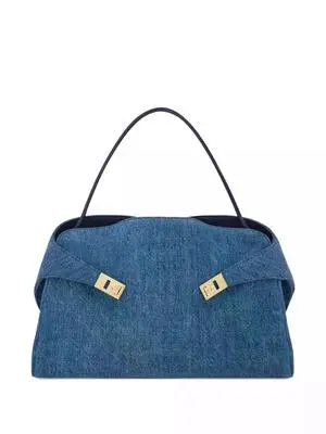 FERRAGAMO Hug Soft Denim Shoulder Bag - Blue