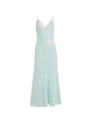 Fleur Du Mal Juliet Lace Long Slip Dress - Green