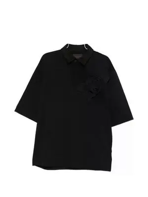 Simone Rocha Flower-appliqué Polo Shirt - Black