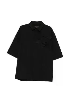 Simone Rocha Flower-appliqué Polo Shirt - Black