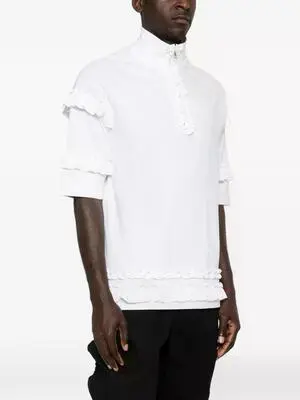 Simone Rocha Ruffled-detail Half-zip T-shirt - White
