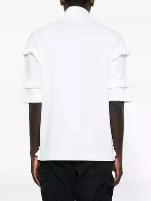 Simone Rocha Ruffled-detail Half-zip T-shirt - White