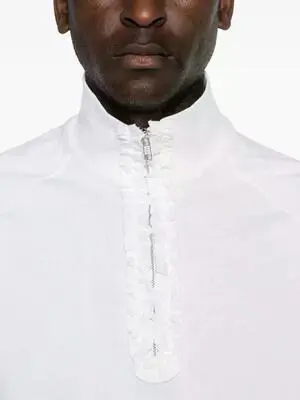 Simone Rocha Ruffled-detail Half-zip T-shirt - White