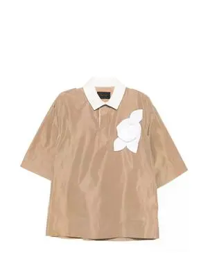Simone Rocha Floral-appliqué Polo Shirt - Brown