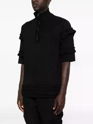 Simone Rocha Ruffled-detail Half-zip T-shirt - Black