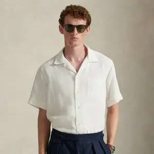 Ralph Lauren Classic Fit Slub Linen Camp Shirt - Deckwash White