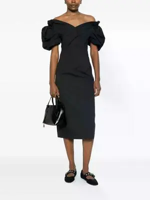 Liviana Conti Puffed-sleeve Midi Dress