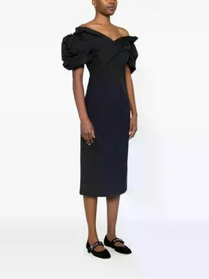 Liviana Conti Puffed-sleeve Midi Dress