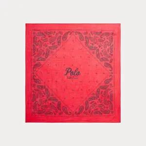 Ralph Lauren Logo Paisley Cotton Bandanna - Red
