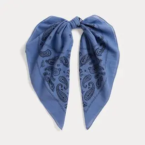 Ralph Lauren Logo Paisley Cotton Bandanna - Summer Blue