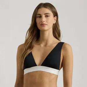 Ralph Lauren Two-tone V-neck Bikini Top - Black