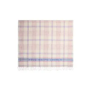 Ralph Lauren Logo Plaid Linen-cotton Scarf