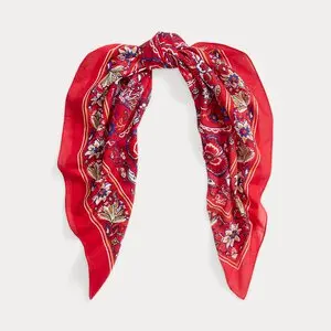 Ralph Lauren Paisley Cotton Square Scarf - Red Multi