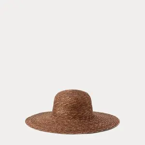 Ralph Lauren Logo Wide-brim Straw Sun Hat - Brown