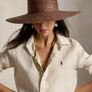 Ralph Lauren Logo Wide-brim Straw Sun Hat