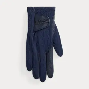 Ralph Lauren Logo Leather-trim Cable Gloves - Refined Navy Right