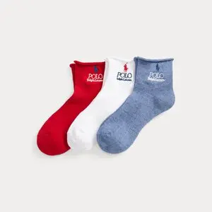 Ralph Lauren Rolled Ankle Sock 3-pack - Blue Heather