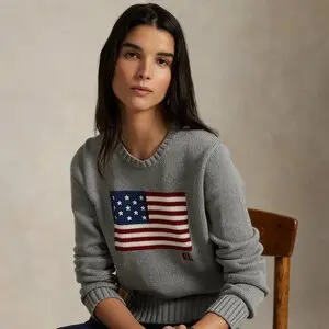 Ralph Lauren The Iconic Flag Sweater Drift Grey Melange