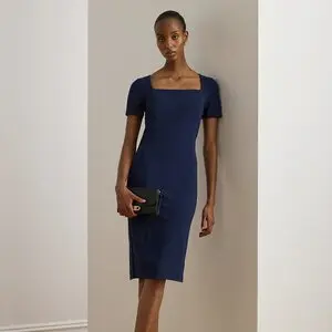Ralph Lauren Faille Short-sleeve Cocktail Sheath Dress - Refined Navy