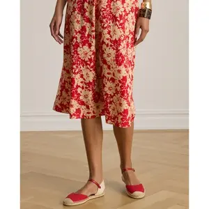 Ralph Lauren Floral Crepe De Chine Midi Skirt