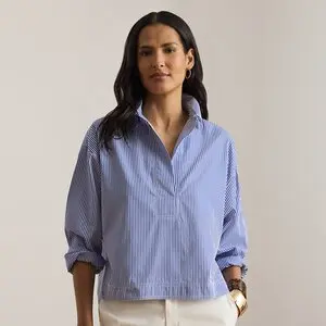 Ralph Lauren Striped Cropped Shirt - Blue/white