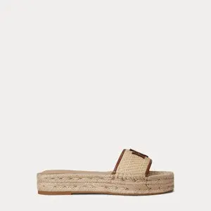 Ralph Lauren Polly Leather-trim Raffia Espadrille