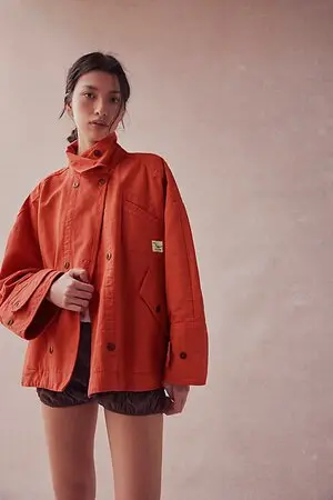 Free People We The Free Collins Washed Canvas Jacket - Red Clay
