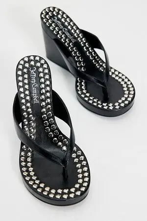 Jeffrey Campbell Xaden Studded Wedges - Black Silver