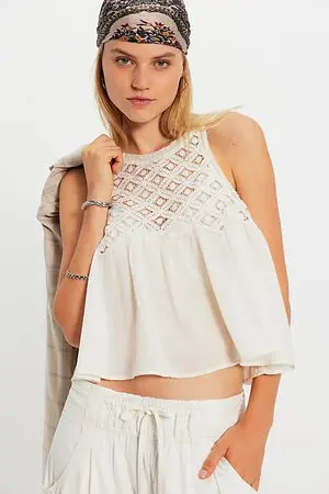 Free People Wandering Light Top Whisper White
