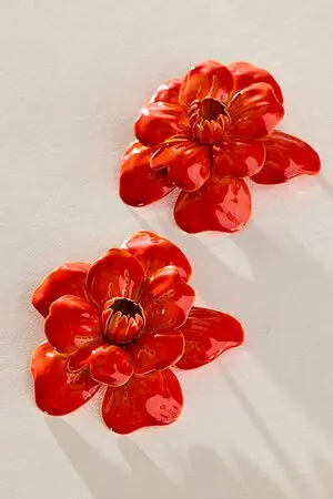 Free People Rory Flower Earrings - Cardinal Red