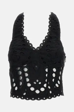 Charo Ruiz Ibiza Eyelet Bay Top - Black
