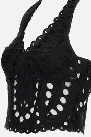 Charo Ruiz Ibiza Eyelet Bay Top - Black