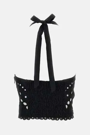Charo Ruiz Ibiza Eyelet Bay Top - Black