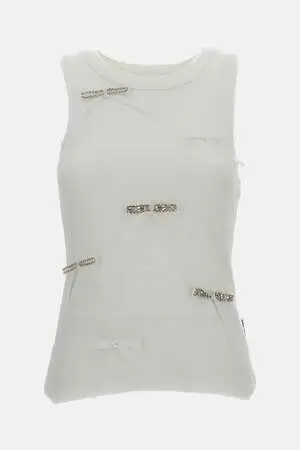 DES_PHEMMES Embellished Tank Top - White