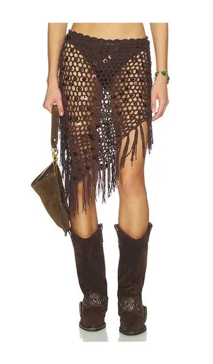 MORE TO COME Crochet Skirt - Brown