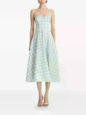 Oscar De La Renta Gingham-pattern Midi Dress