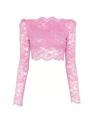 Rabanne Lace Boat-neck Top - Pink