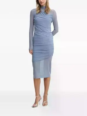 BOSS Ruched Midi Dress - Blue
