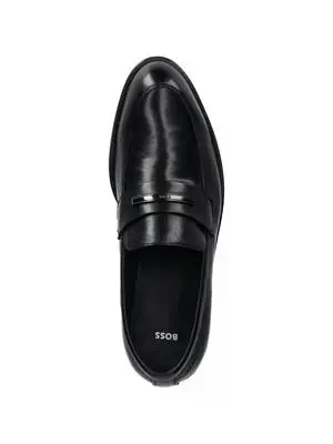 BOSS Metal-finish Leather Loafers
