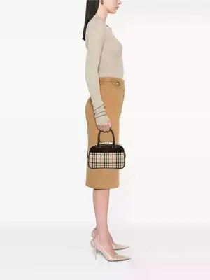 Burberry House Check Canvas Handbag - Brown