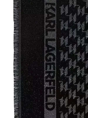 Karl Lagerfeld Fringed Patterned Scarf - Black