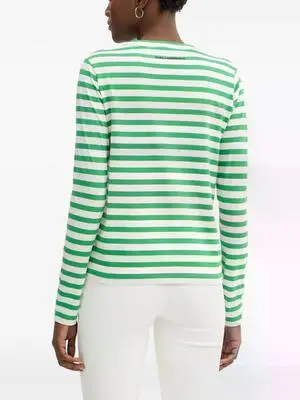 Karl Lagerfeld Striped Graphic-print Top - Green