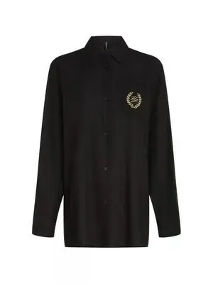 Karl Lagerfeld Embroidered-logo Pocket Shirt - Black
