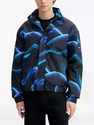 Karl Lagerfeld Hooded Print Jacket - Black