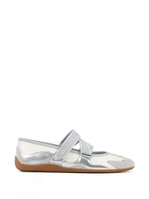 Karl Lagerfeld Cross-strap Ballet Flats - Silver
