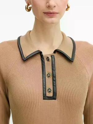 Karl Lagerfeld Buttoned Leather-trim Top