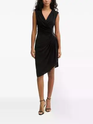 Karl Lagerfeld Wrap-detail V-neck Midi Dress - Black